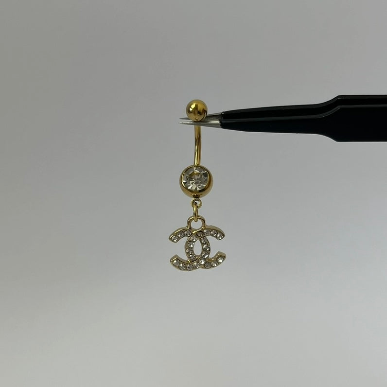 Gold C Belly Bar ILLUSIVE JEWELS